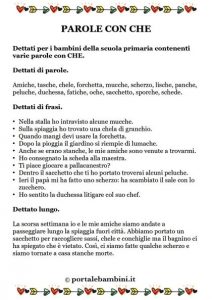 Parole con CHE: elenco e schede didattiche | portalebambini.it