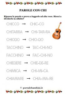 Parole con CHI: elenco e schede didattiche | portalebambini.it