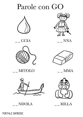 Parole con GA GO GU: elenco e schede | Portale Bambini