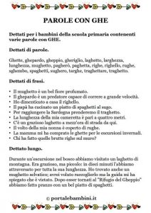 Parole con GHE: elenco e schede didattiche | portalebambini.it