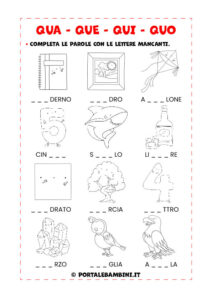 Parole con QUE - Elenco e Schede Didattiche