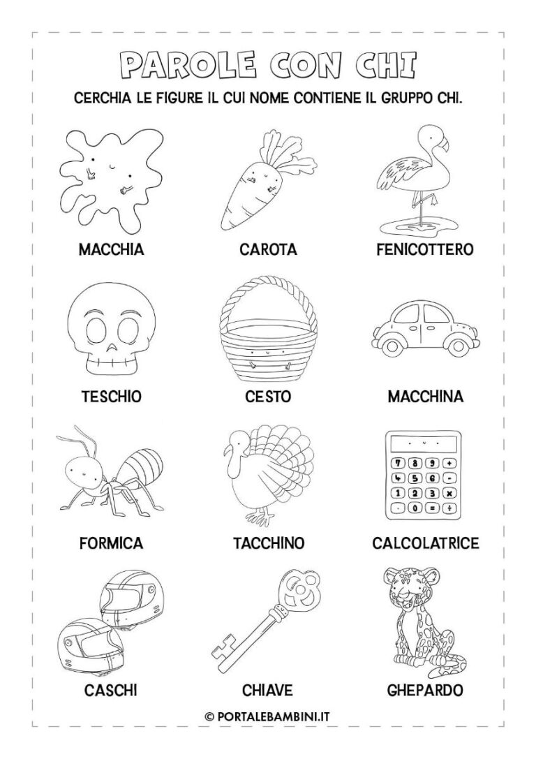 Parole con CHI: elenco e schede didattiche | portalebambini.it