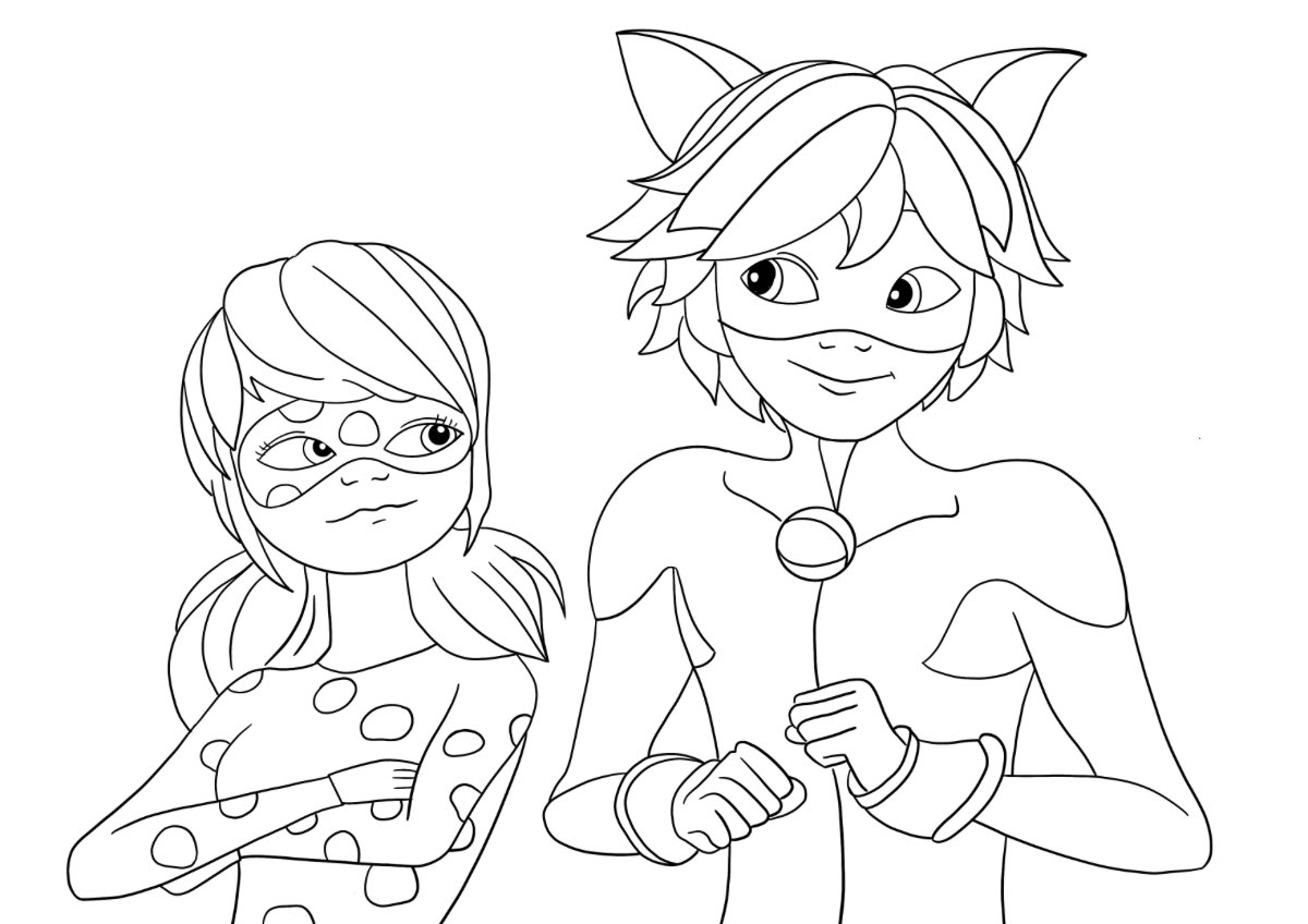 Ladybug da Colorare e Chat Noir da Colorare | portalebambini.it