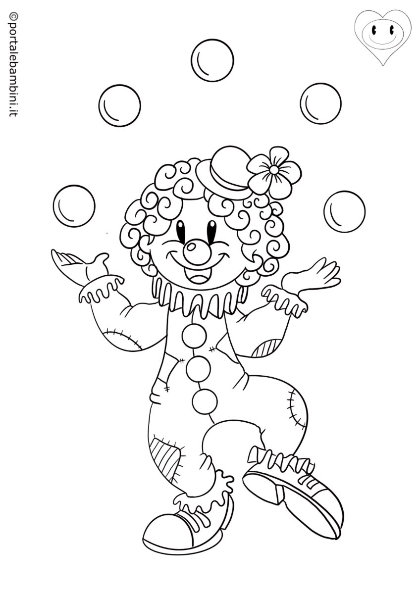 Colorare Pagliaccio Maschera Clown Carnevale Bambini Disegni Maschere ...