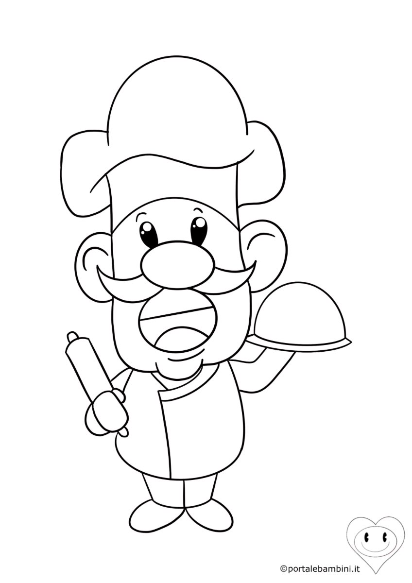 Colorare Cocinero Disegno Cuoco Caricatura Llevando Pobarvanke Bakers ...