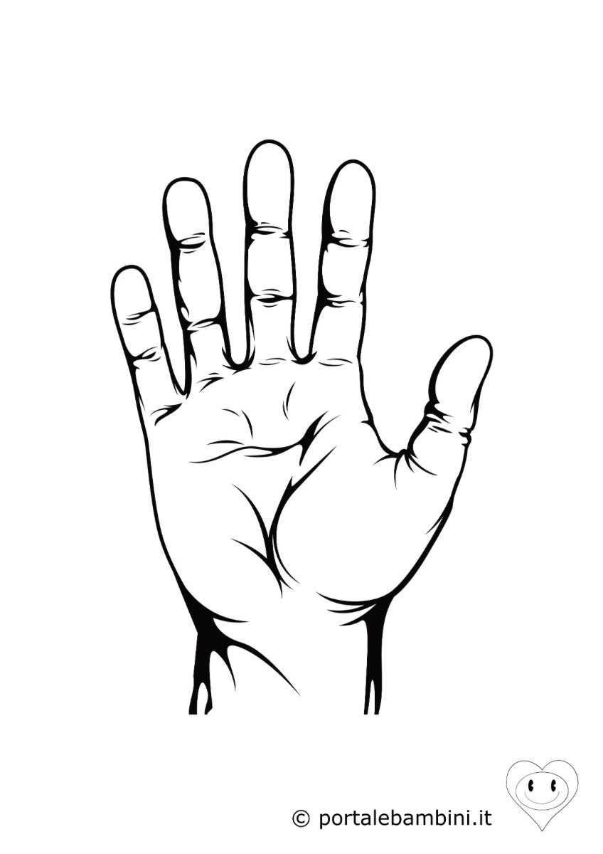 Mano da Colorare (stampa gratis) | portalebambini.it