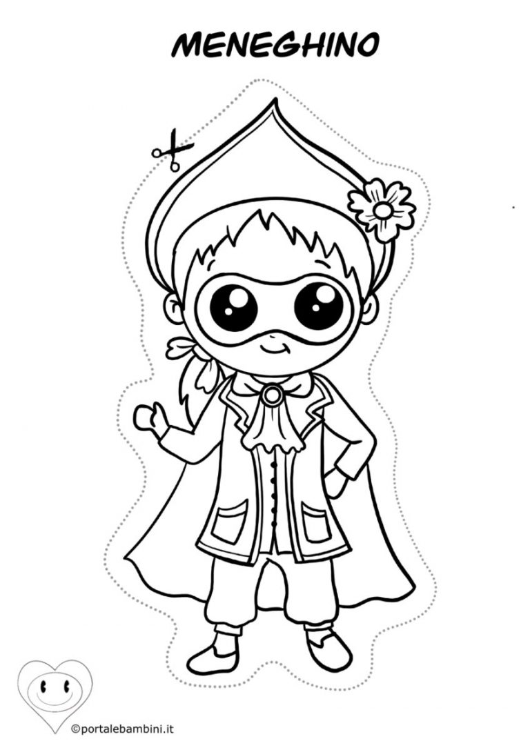 Maschera di Meneghino da Colorare (con storia) | portalebambini.it