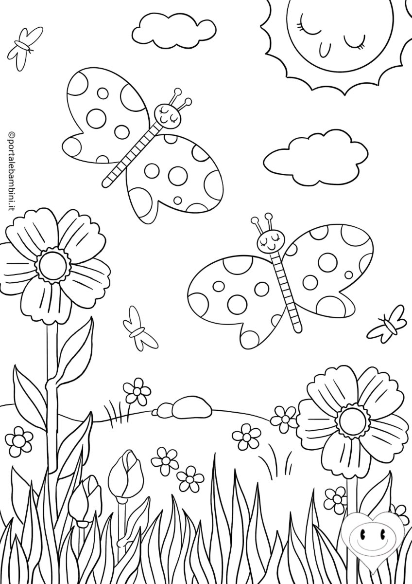 Disegni di Primavera da Colorare (Stampa Gratis)