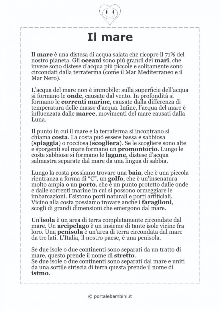 Il Mare: Mappe e Appunti per la Scuola Primaria | portalebambini.it