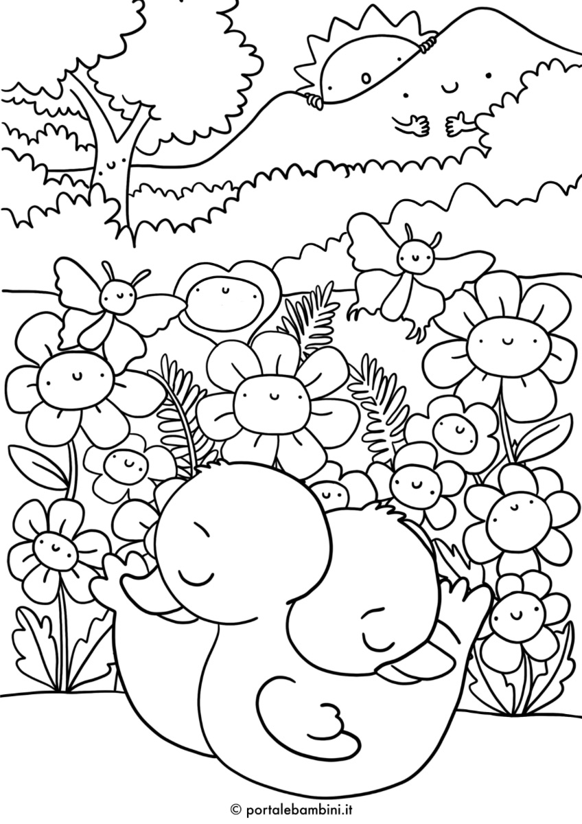 Disegni di Primavera da Colorare (stampa gratis) | portalebambini.it