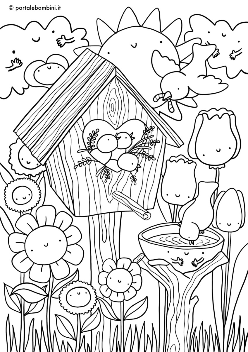 Disegni di Primavera da Colorare (stampa gratis) | portalebambini.it