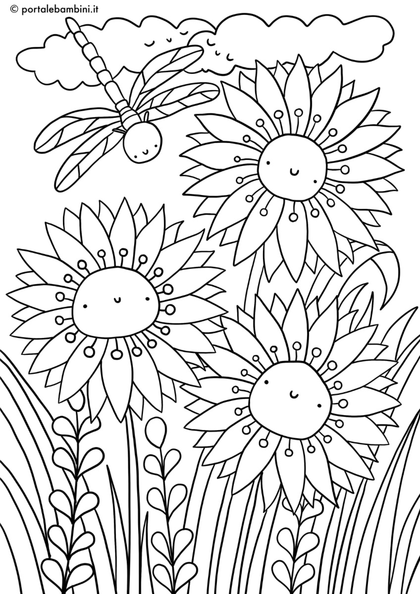 Disegni di Primavera da Colorare (stampa gratis) | portalebambini.it