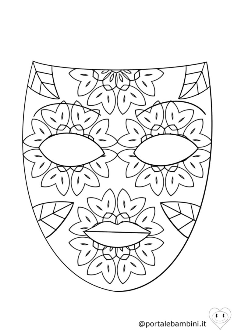 Maschere di Carnevale da Colorare e Ritagliare