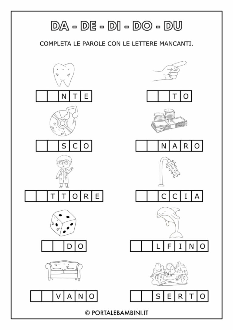 Parole con DA DE DI DO DU | portalebambini.it