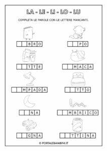 Parole con LA LE LI LO LU | portalebambini.it