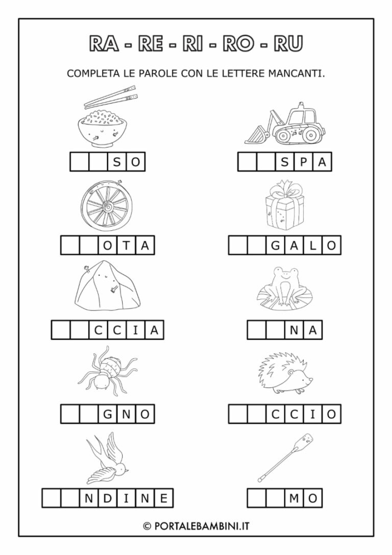 Parole con RA RE RI RO RU | portalebambini.it