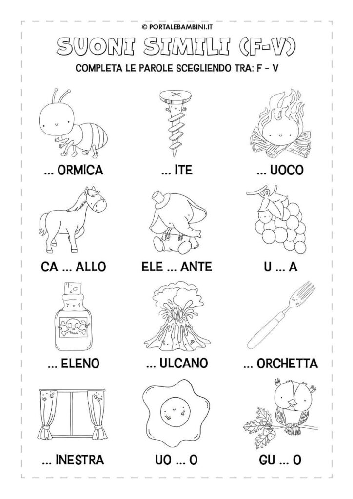 Schede sui Suoni Simili | portalebambini.it