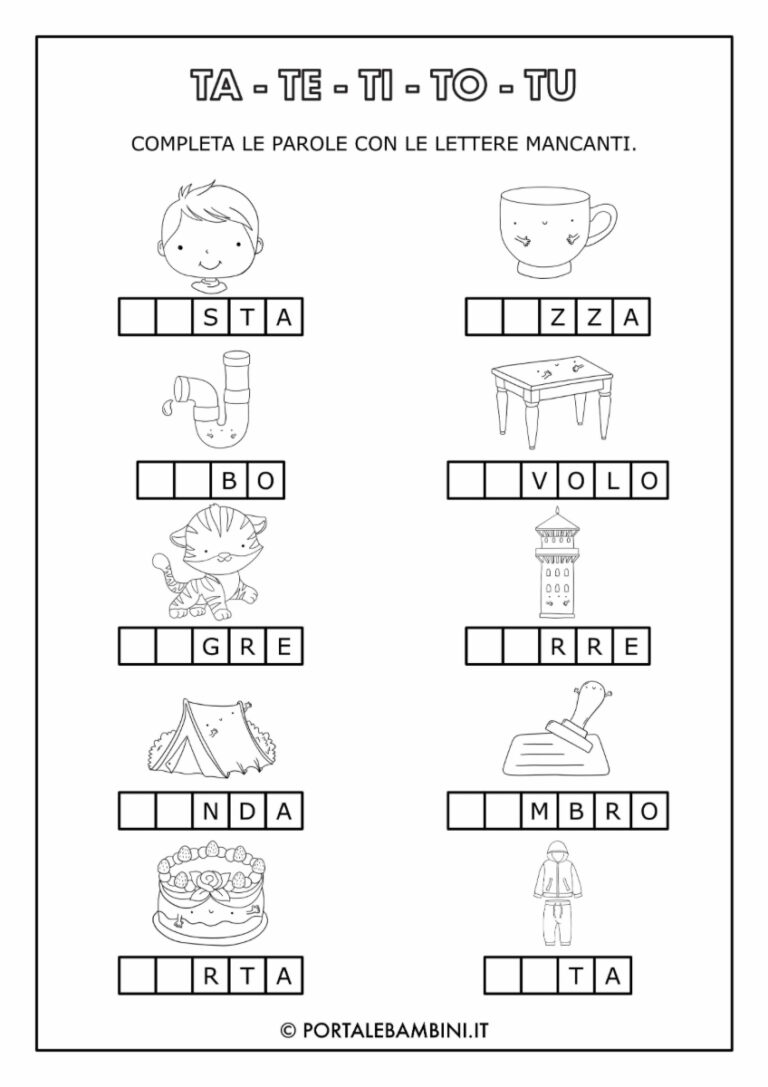 Parole con TA TE TI TO TU | portalebambini.it
