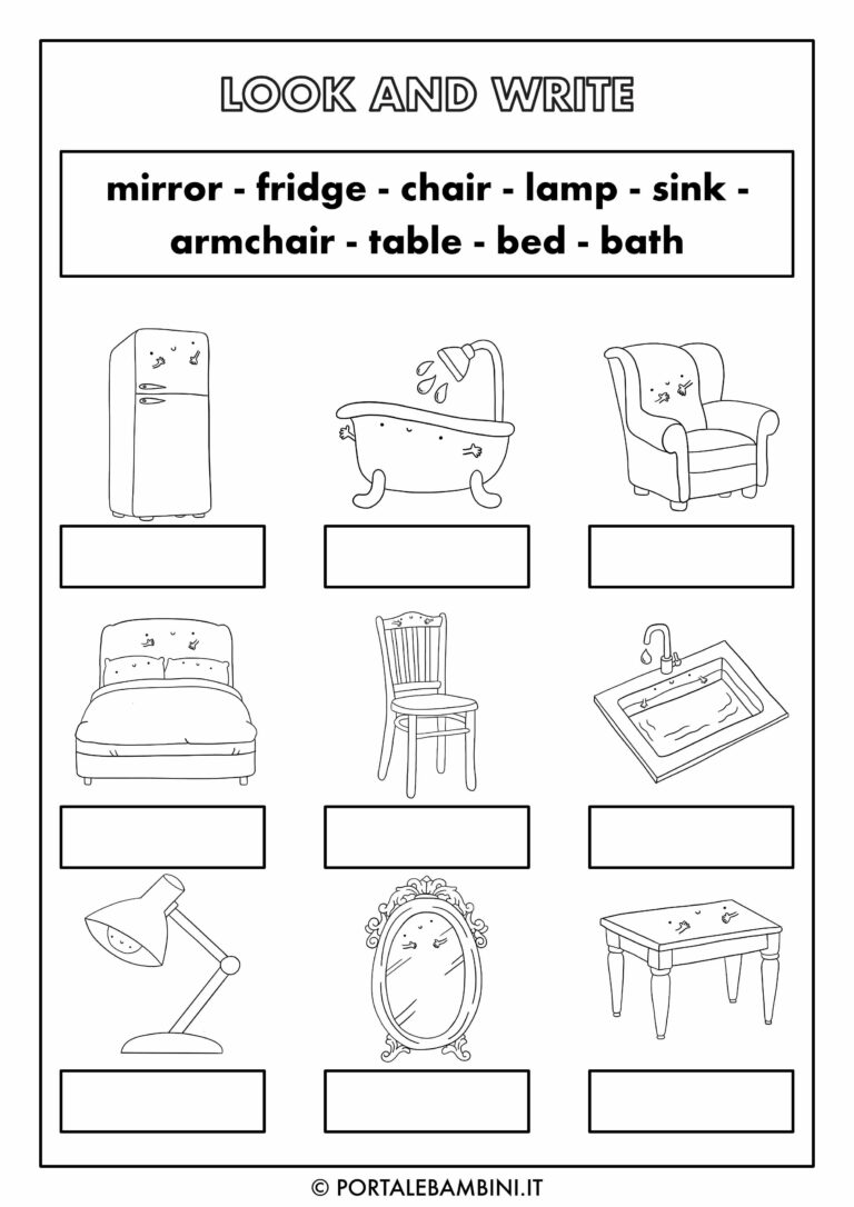 Mobili in Inglese: elenco dei nomi e flashcard | portalebambini.it