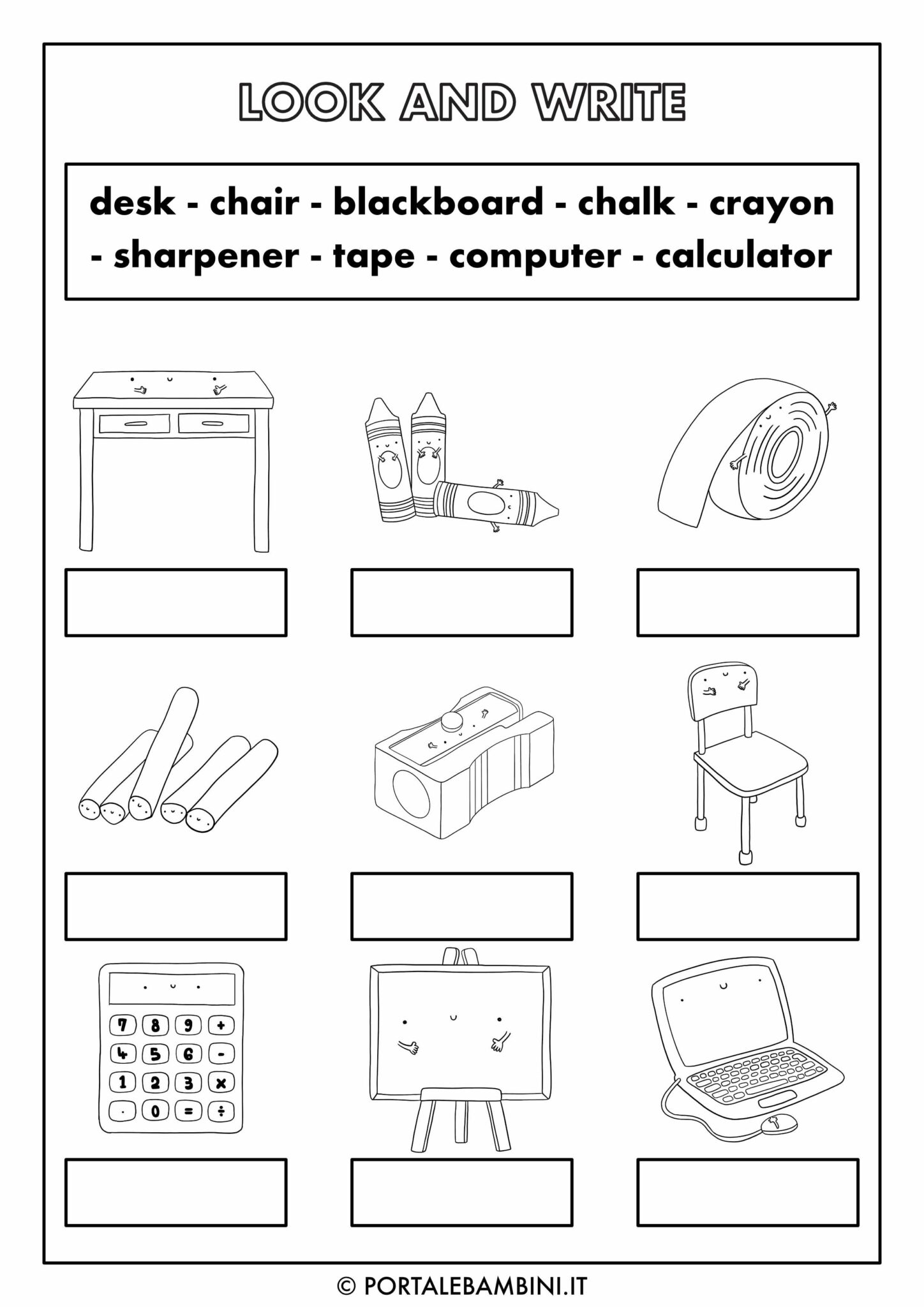 Oggetti Scolastici in Inglese | portalebambini.it