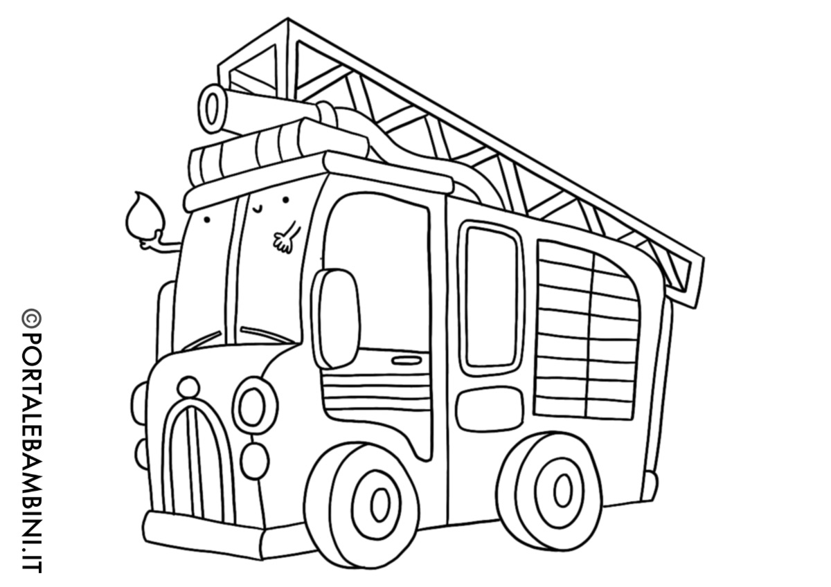 Camion dei Pompieri da Colorare | portalebambini.it