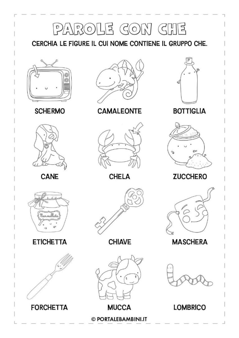 Parole con CHE: elenco e schede didattiche | portalebambini.it