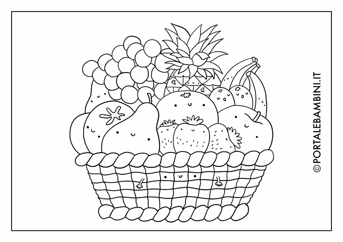 Cesti di Frutta da Colorare | portalebambini.it