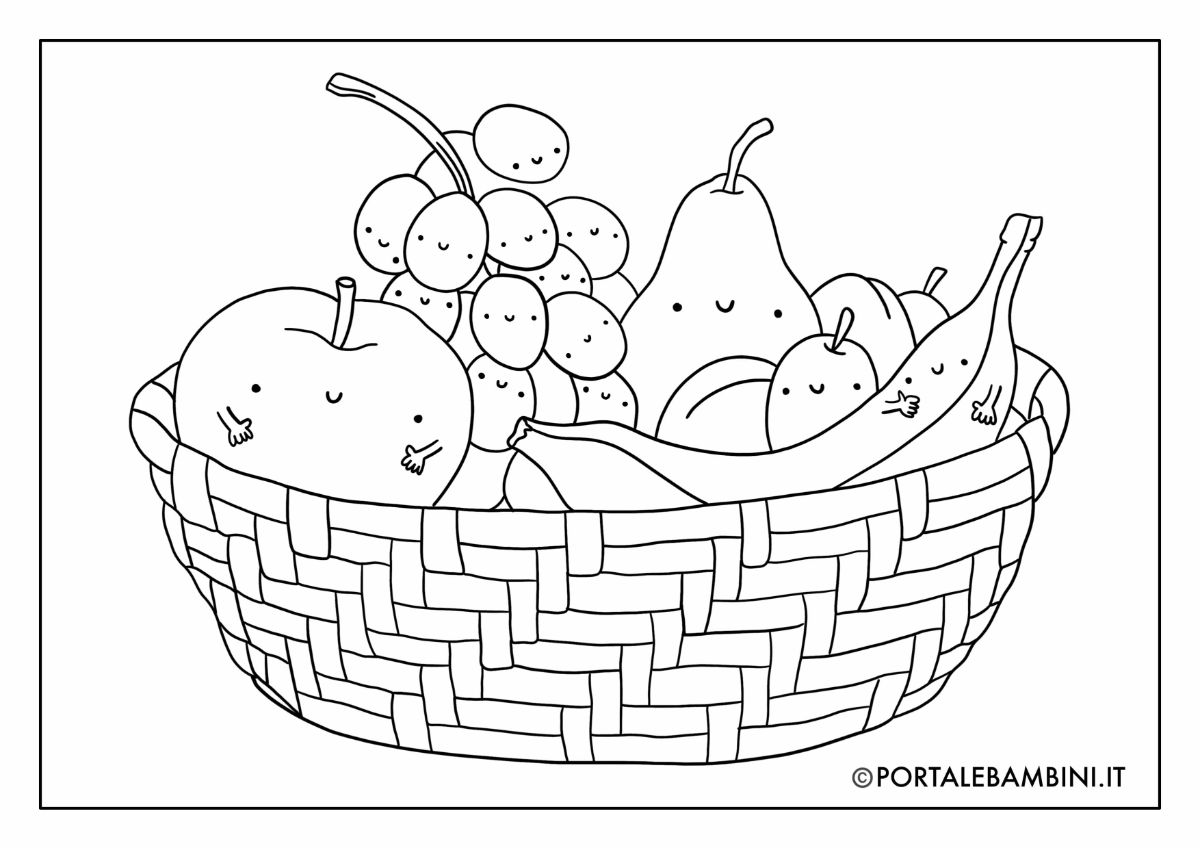 Cesti di Frutta da Colorare | portalebambini.it