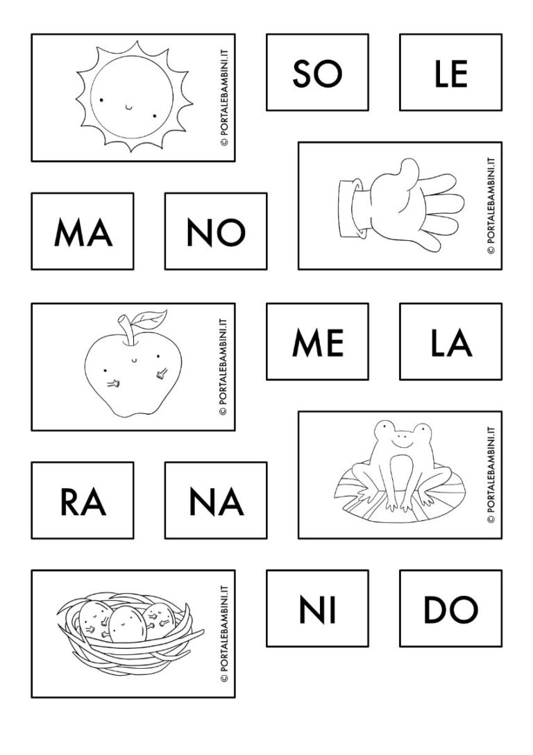 Parole Bisillabe Piane (schede didattiche) | portalebambini.it