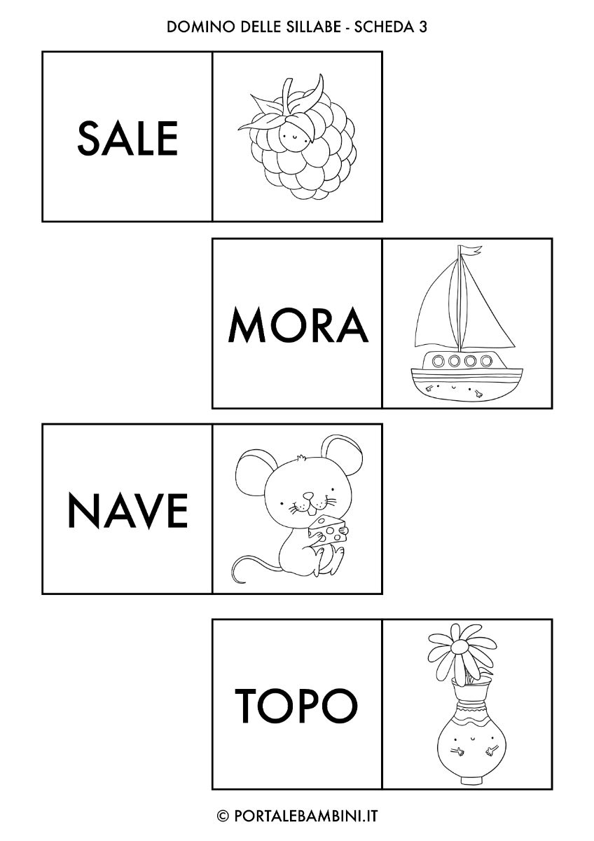 Domino delle Sillabe da Stampare | portalebambini.it