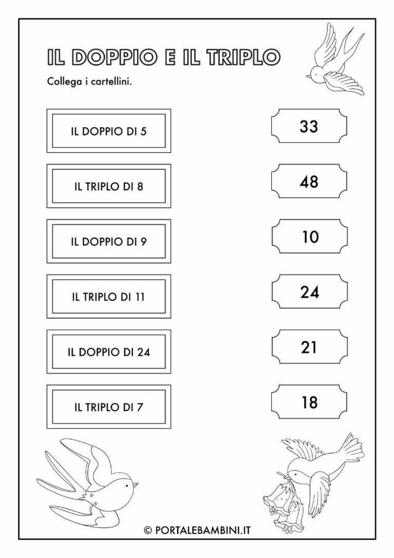 Il Doppio, il Triplo, il Quadruplo e la Metà - Schede Didattiche