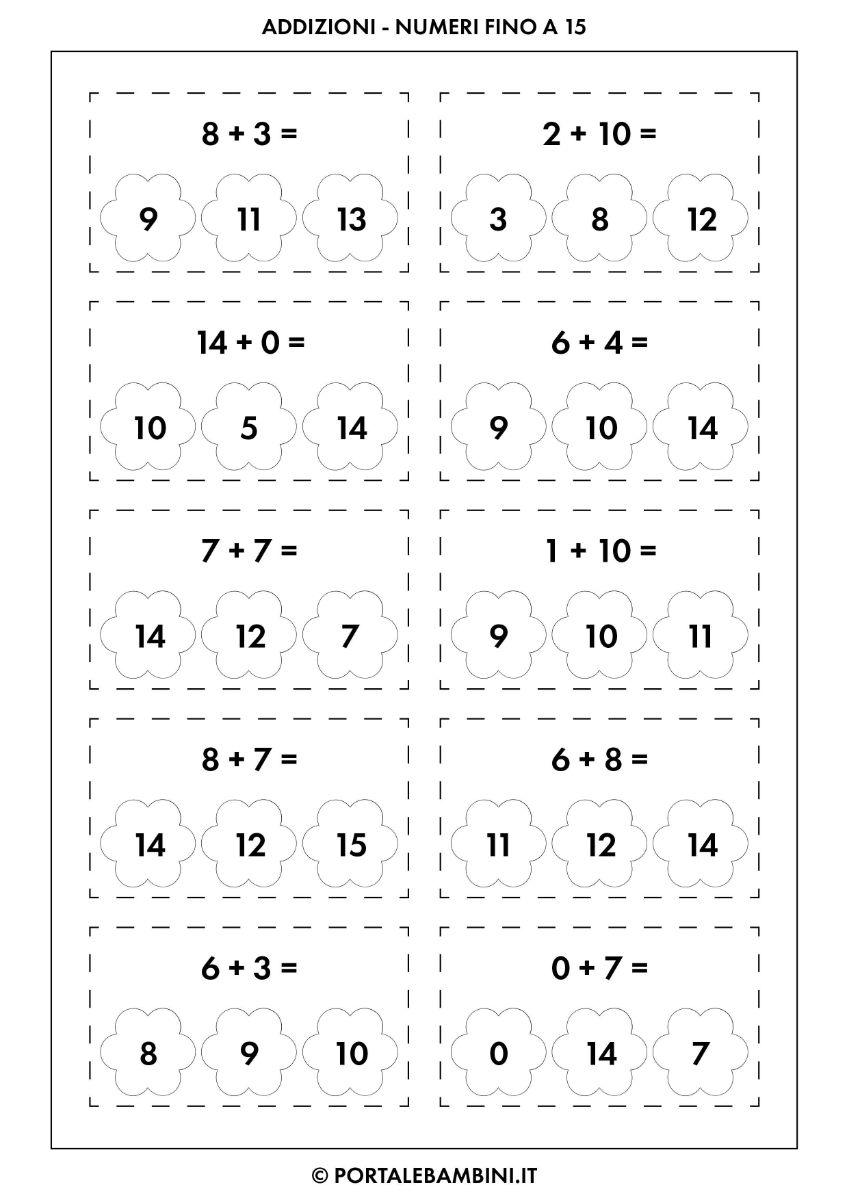 Schede Di Matematica Per L'asilo Nido: Addizione E Sottrazione Schede