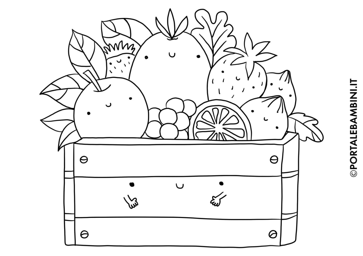 Cesti di Frutta da Colorare | portalebambini.it