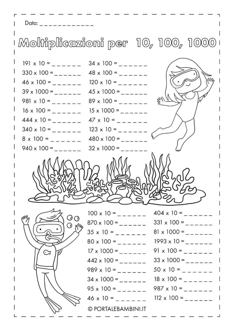Moltiplicazioni per 10, 100 e 1000