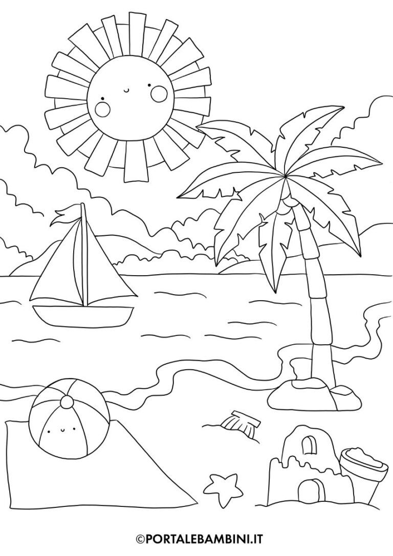 Disegni Spiaggia da Colorare - Stampa gratis