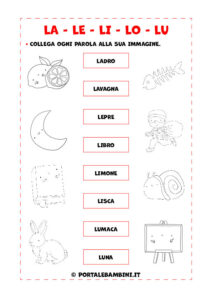 Parole con LA LE LI LO LU | portalebambini.it