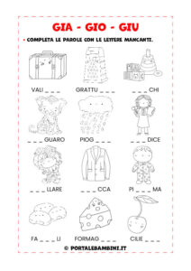 Parole con GIA, GIO, GIU: Elenco e Schede | portalebambini.it