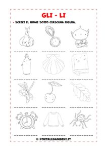 Parole con GLI: Elenco e Schede Didattiche | portalebambini.it