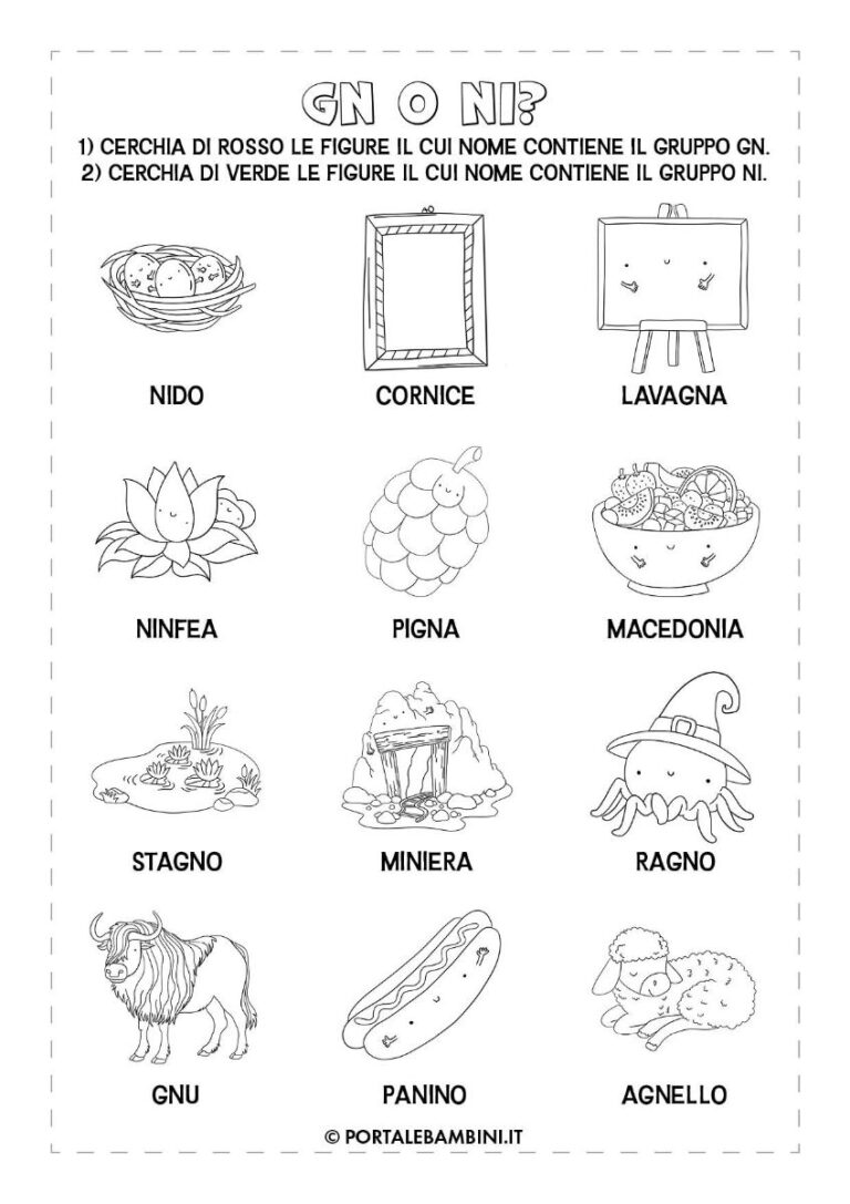 Parole con NI: Elenco e Schede Didattiche