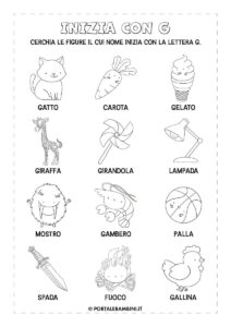 Parole con la G - Elenco e Schede Didattiche