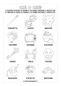 Parole con CHE: elenco e schede didattiche | portalebambini.it