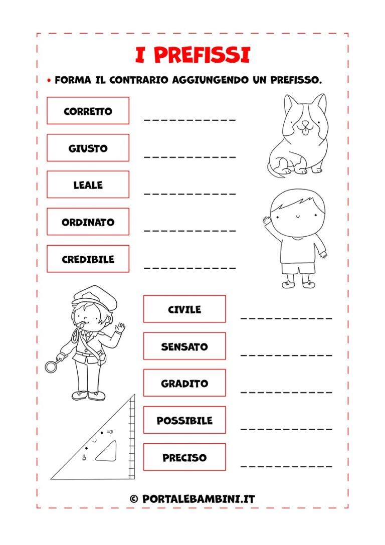 Prefissi e Suffissi (Parole e Schede Didattiche)