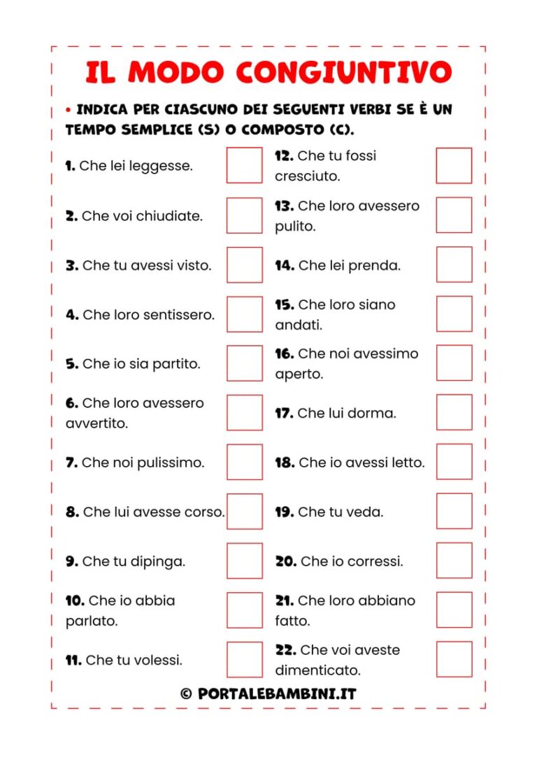 Il Modo Congiuntivo. Esercizi per la Scuola Primaria
