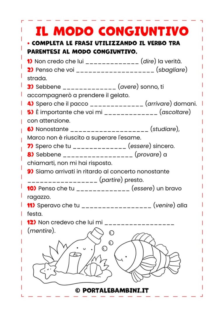 Il Modo Congiuntivo. Esercizi per la Scuola Primaria